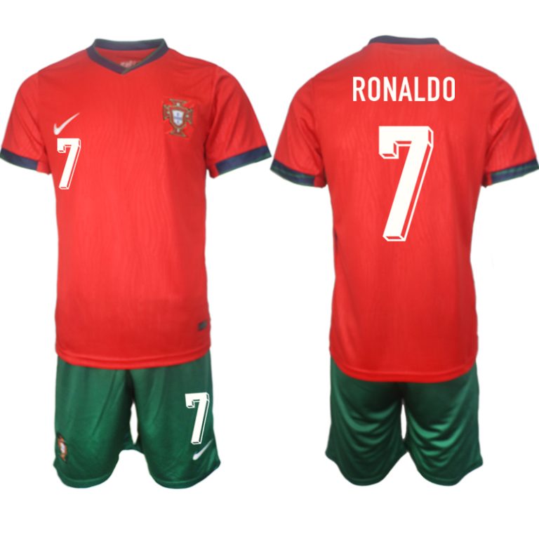 Moški Nogometni dresi Portugalska Domači Euro 2024 rdeča zelena Ronaldo ...